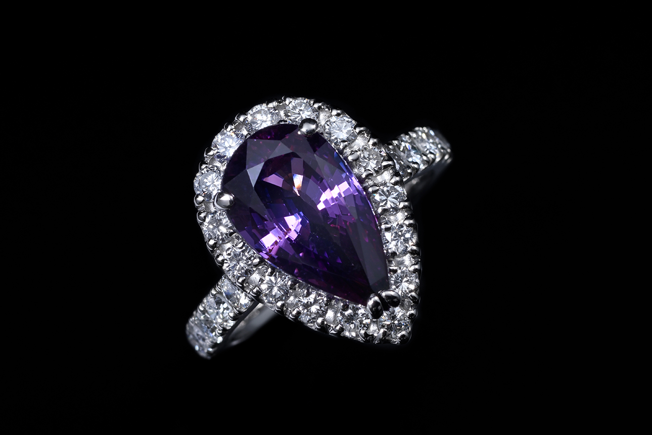 Violet sapphire（no heat）and diamond ring | ACHACO